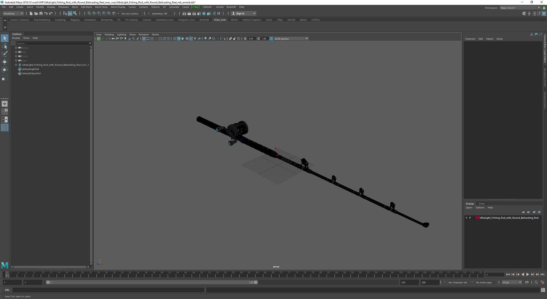 3D Model UltraLight Fishing Rod With Round Baitcasting Reel ...