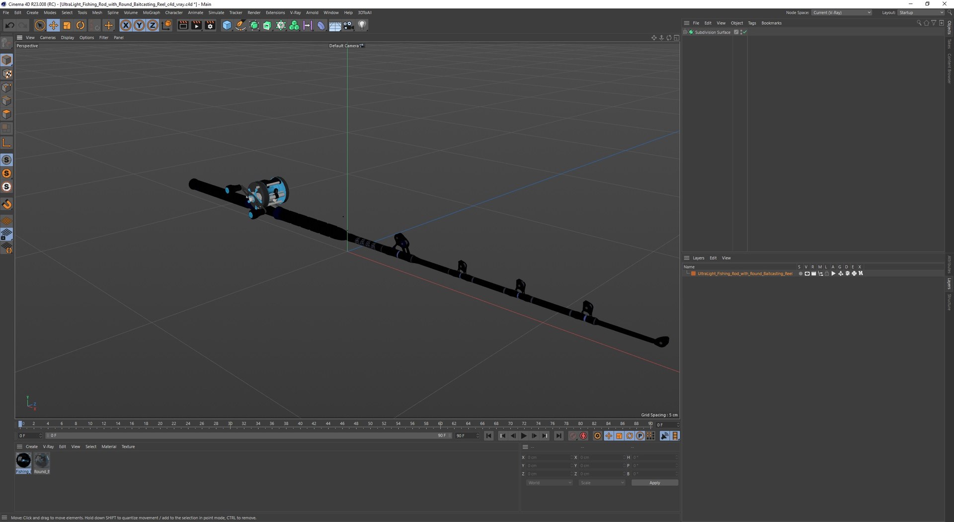 3D Model UltraLight Fishing Rod With Round Baitcasting Reel ...