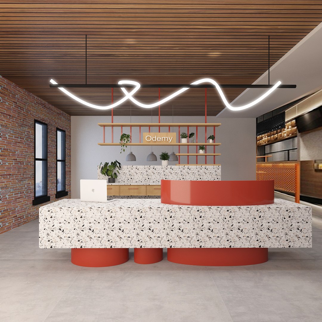 3D Model Nordic Office Front Desk Modern Front Desk Service Desk Office ...