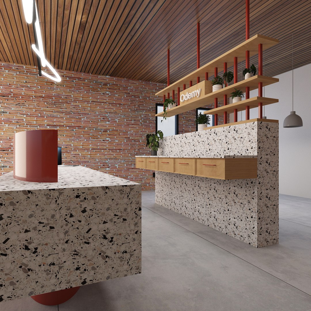 3D Model Nordic Office Front Desk Modern Front Desk Service Desk Office ...