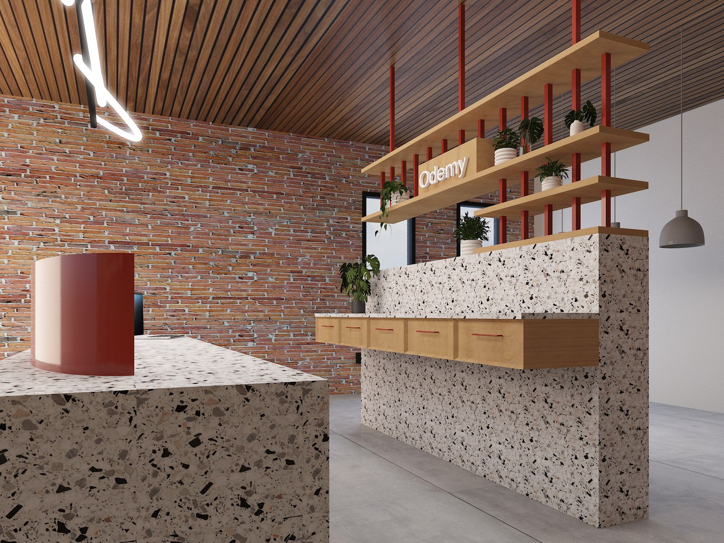 3D Model Nordic Office Front Desk Modern Front Desk Service Desk Office ...