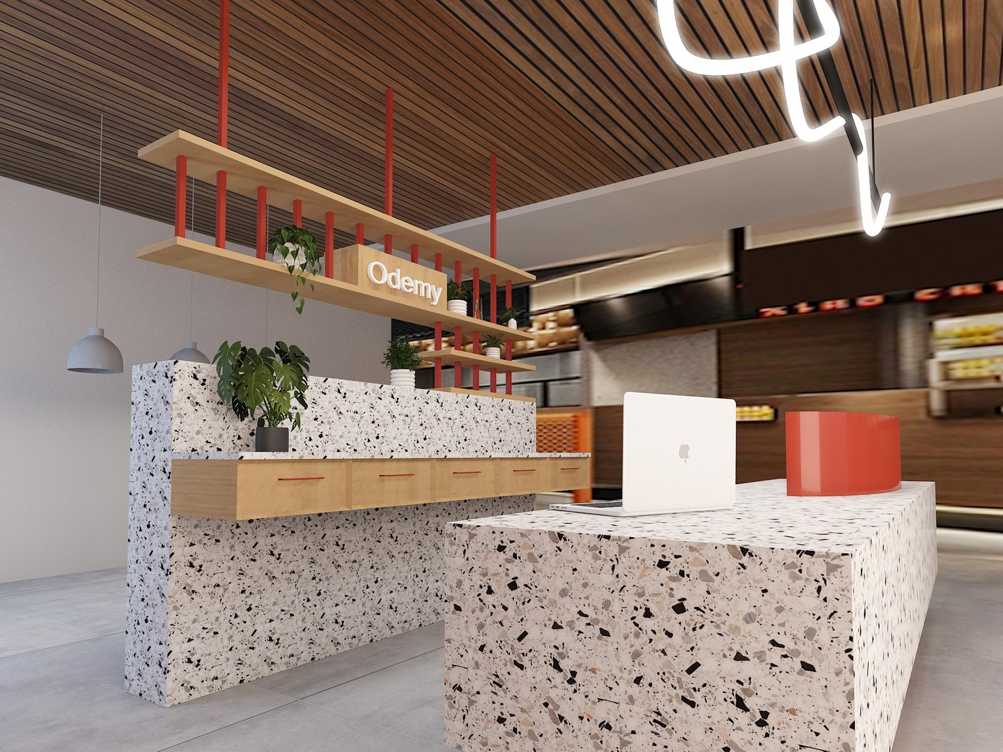 3D Model Nordic Office Front Desk Modern Front Desk Service Desk Office ...