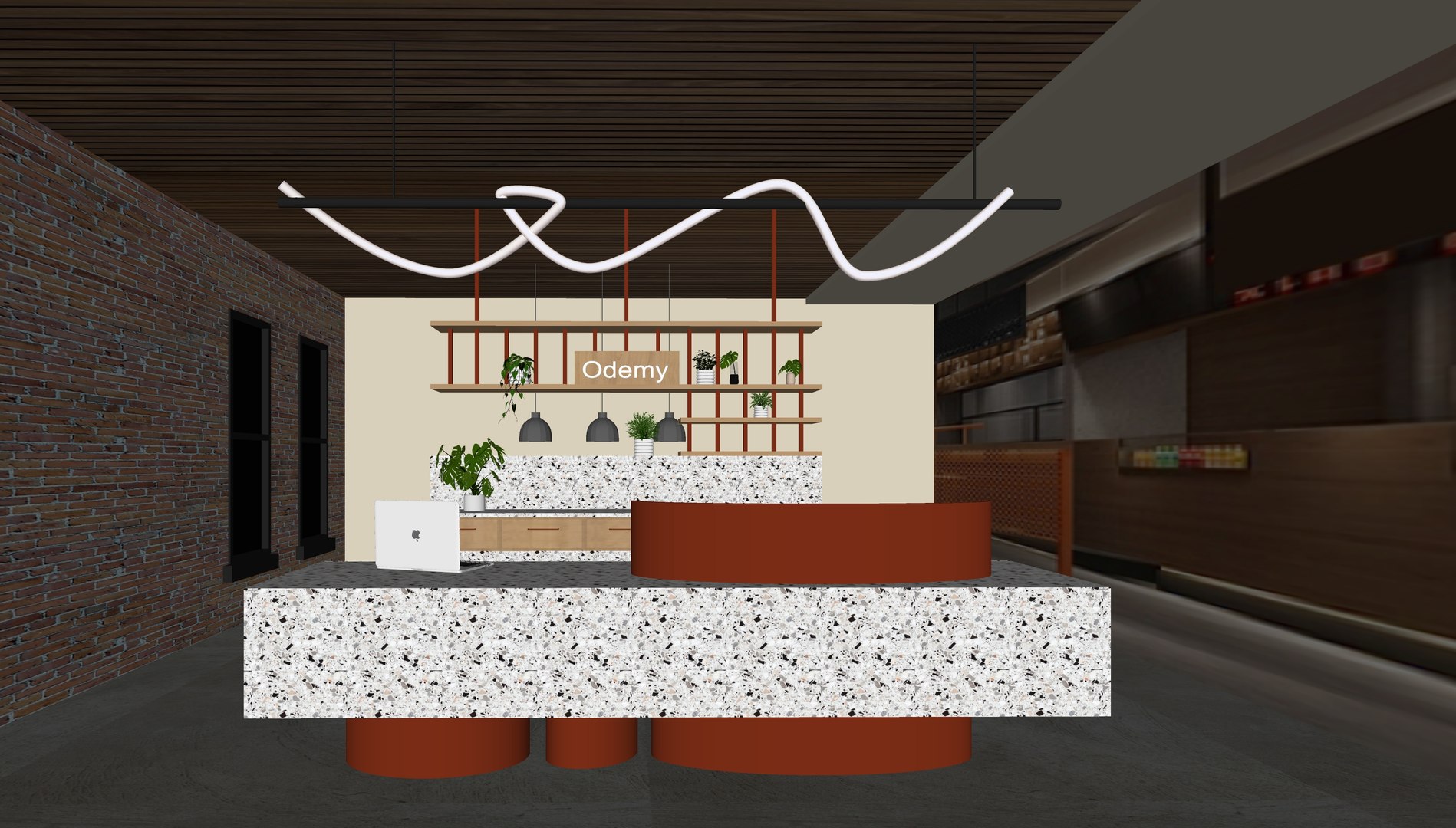 3D Model Nordic Office Front Desk Modern Front Desk Service Desk Office ...