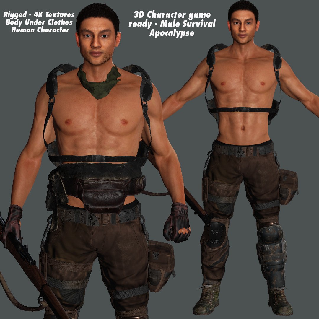 3D AAA 3D MALE APOCALYPSE SURVIVAL SNIPER 02 - GAME READY CHARACTER ...