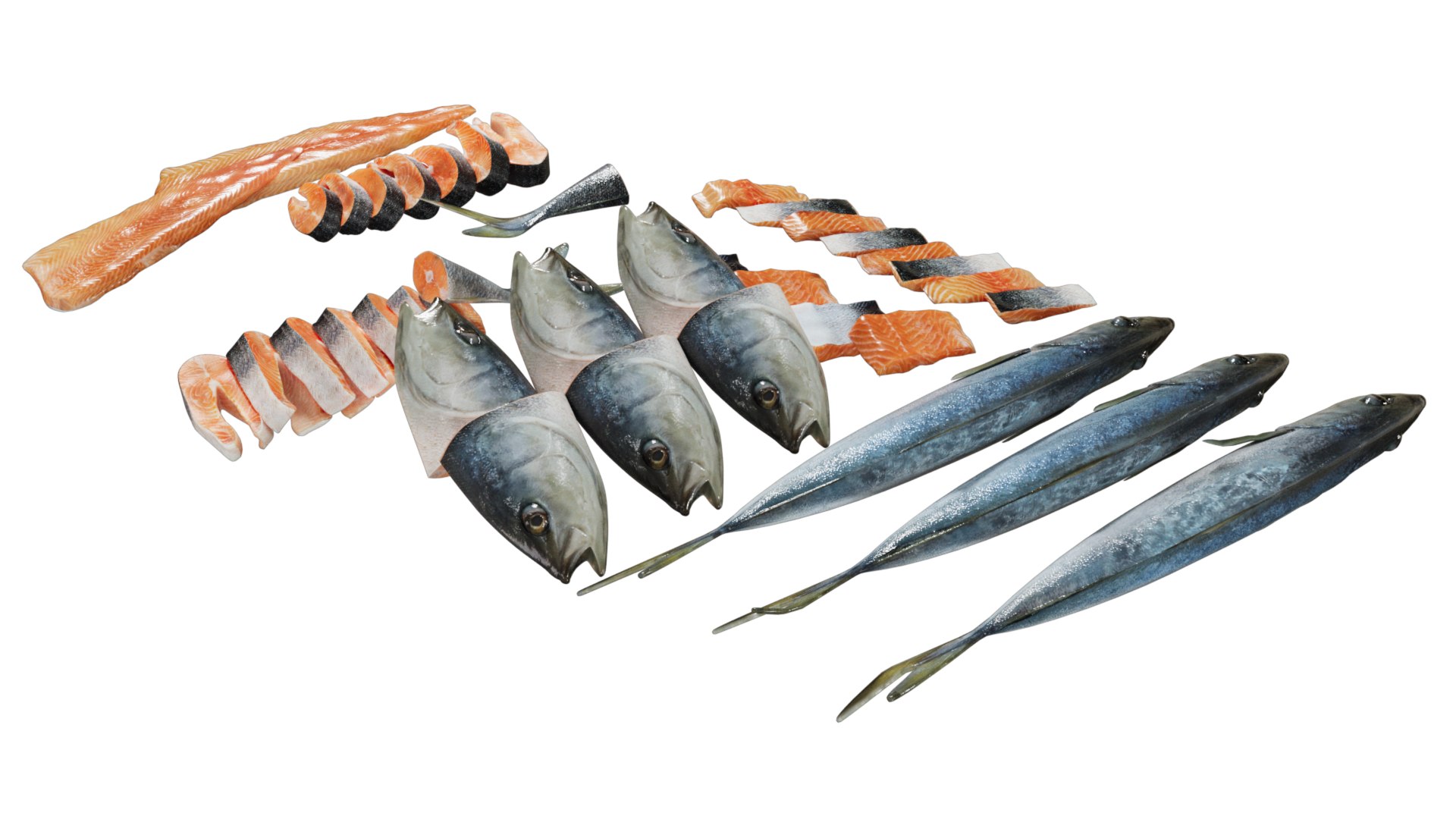 Set Cut Salmon Model - TurboSquid 2267993