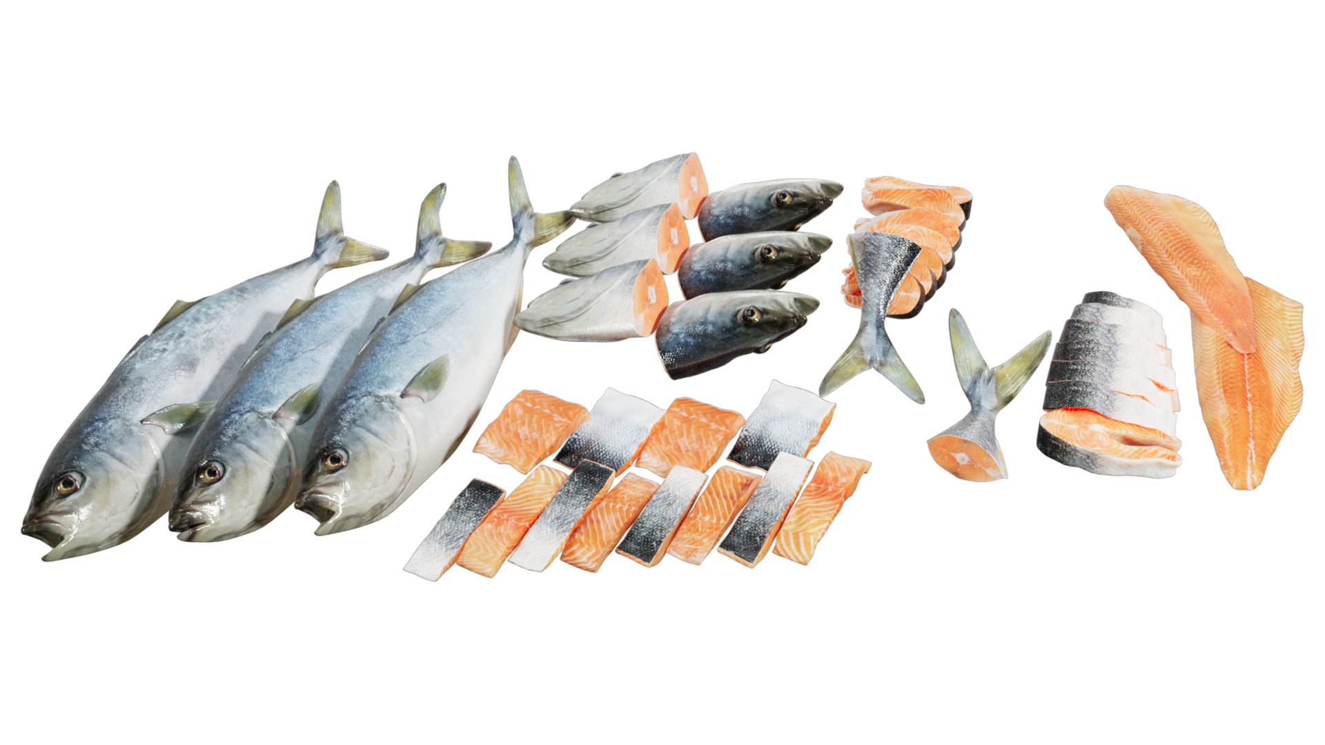 Set Cut Salmon Model - TurboSquid 2267993