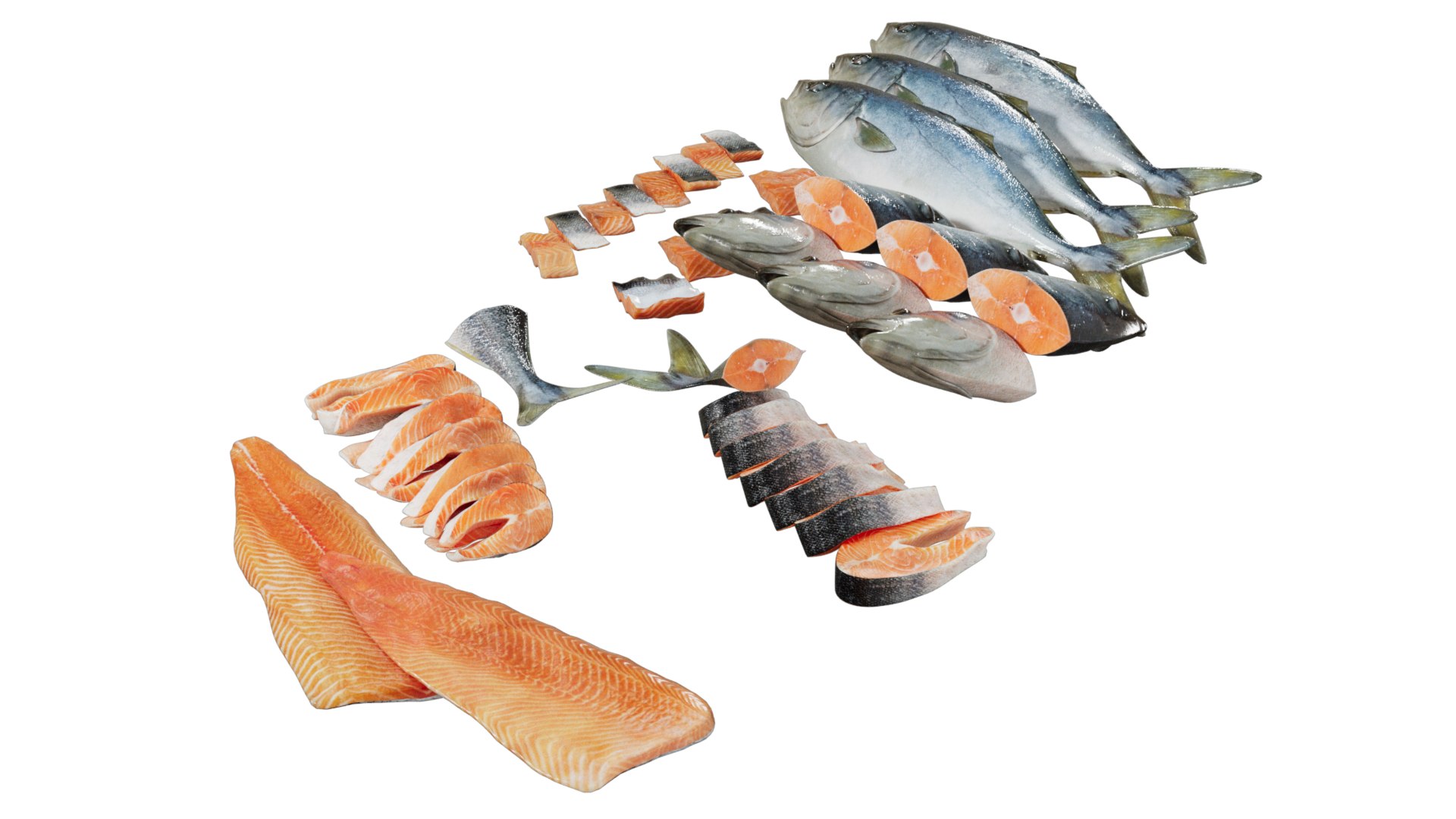 Set Cut Salmon Model - TurboSquid 2267993