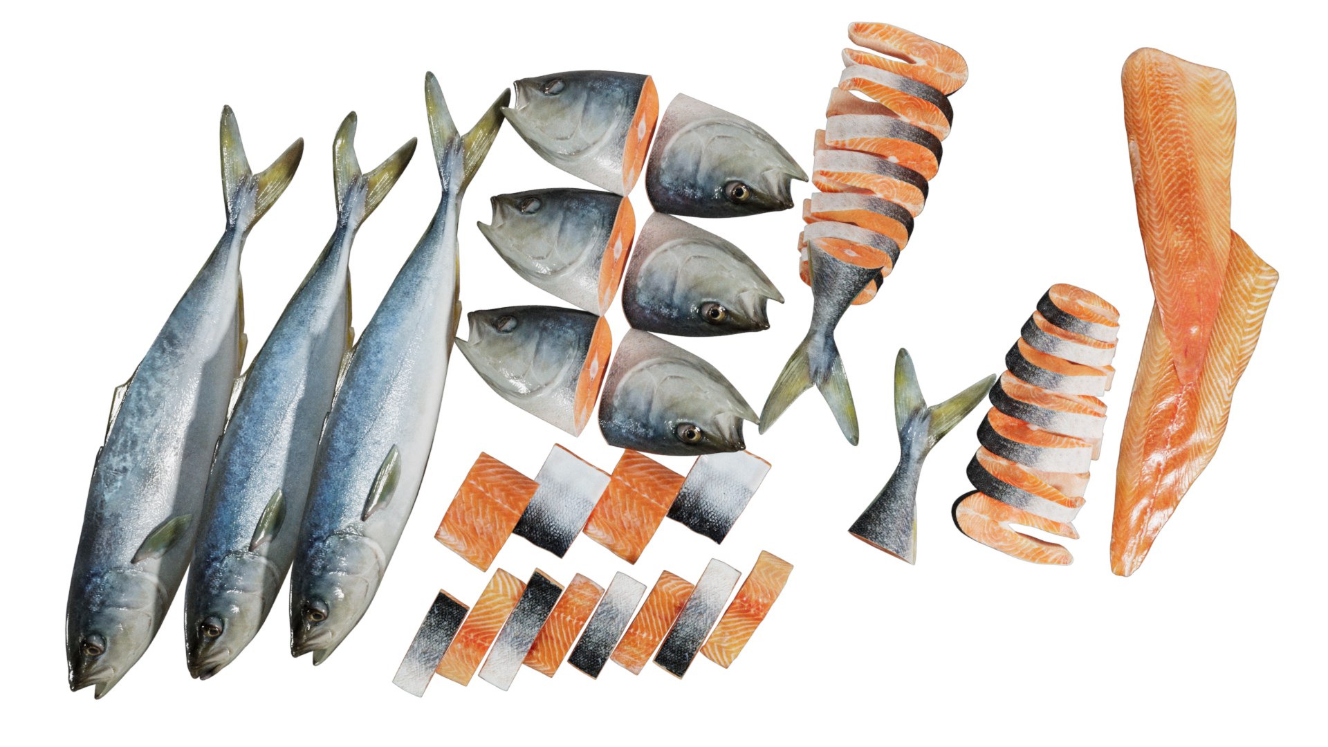 Set Cut Salmon Model - TurboSquid 2267993