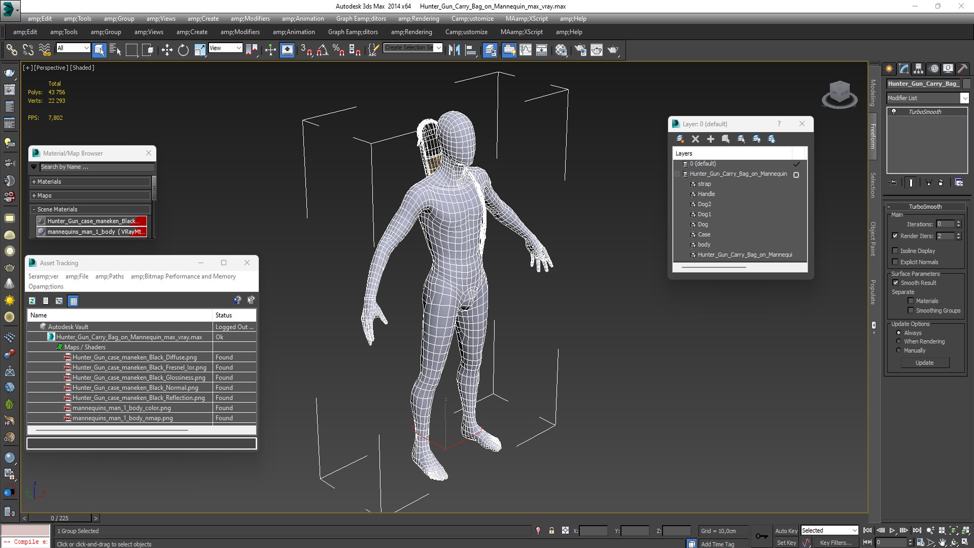 Hunter Gun Carry Bag On Mannequin 3D - TurboSquid 2113692