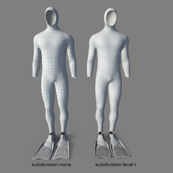 3d diving suit wetsuit flippers model
