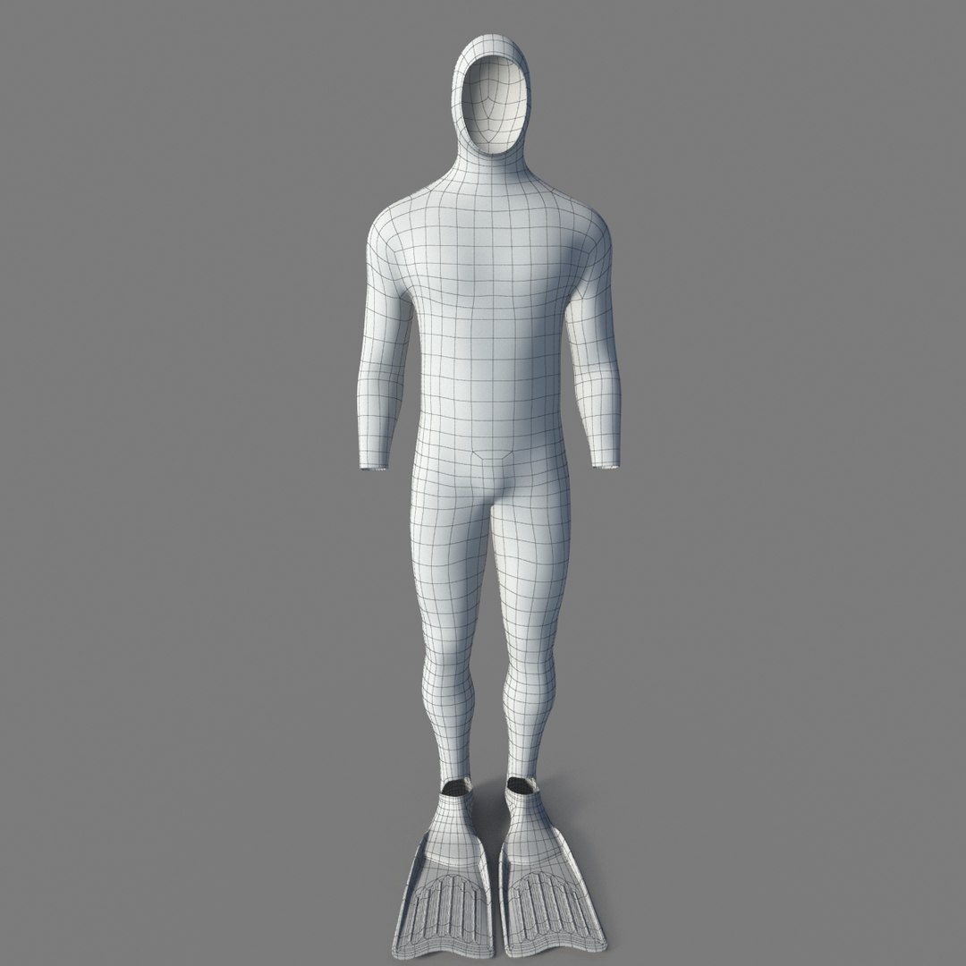 3d Diving Suit Wetsuit Flippers Model