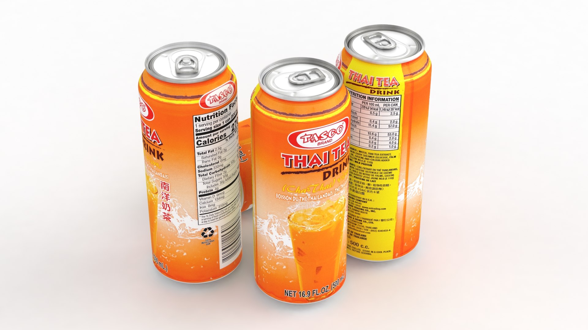 3D Beverage Can Tasco Brand Thai Tea Drink 500ml 2023 - TurboSquid 2122178