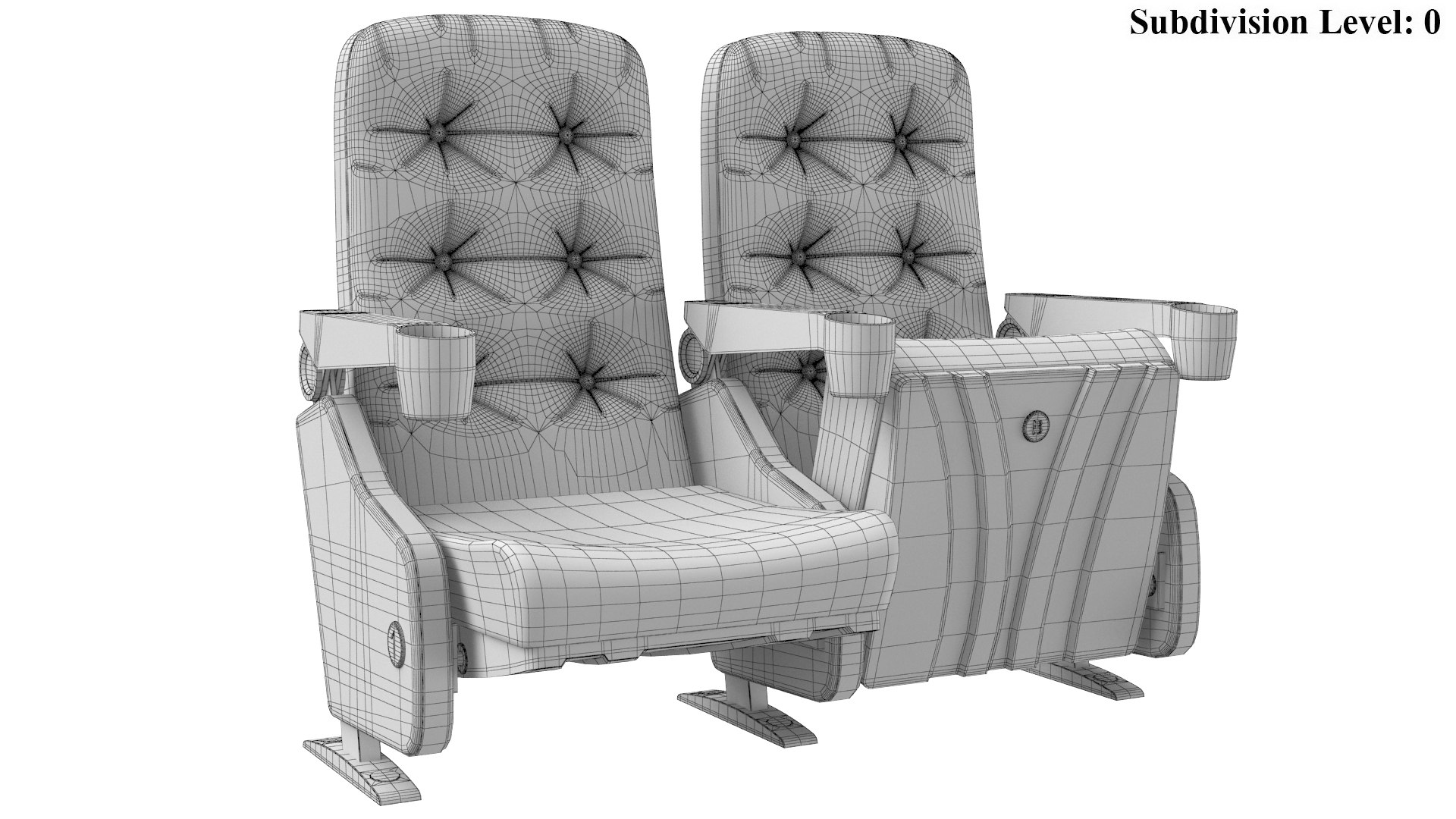 3D Detailed Theater Cinema Chair Black Model - TurboSquid 2065052