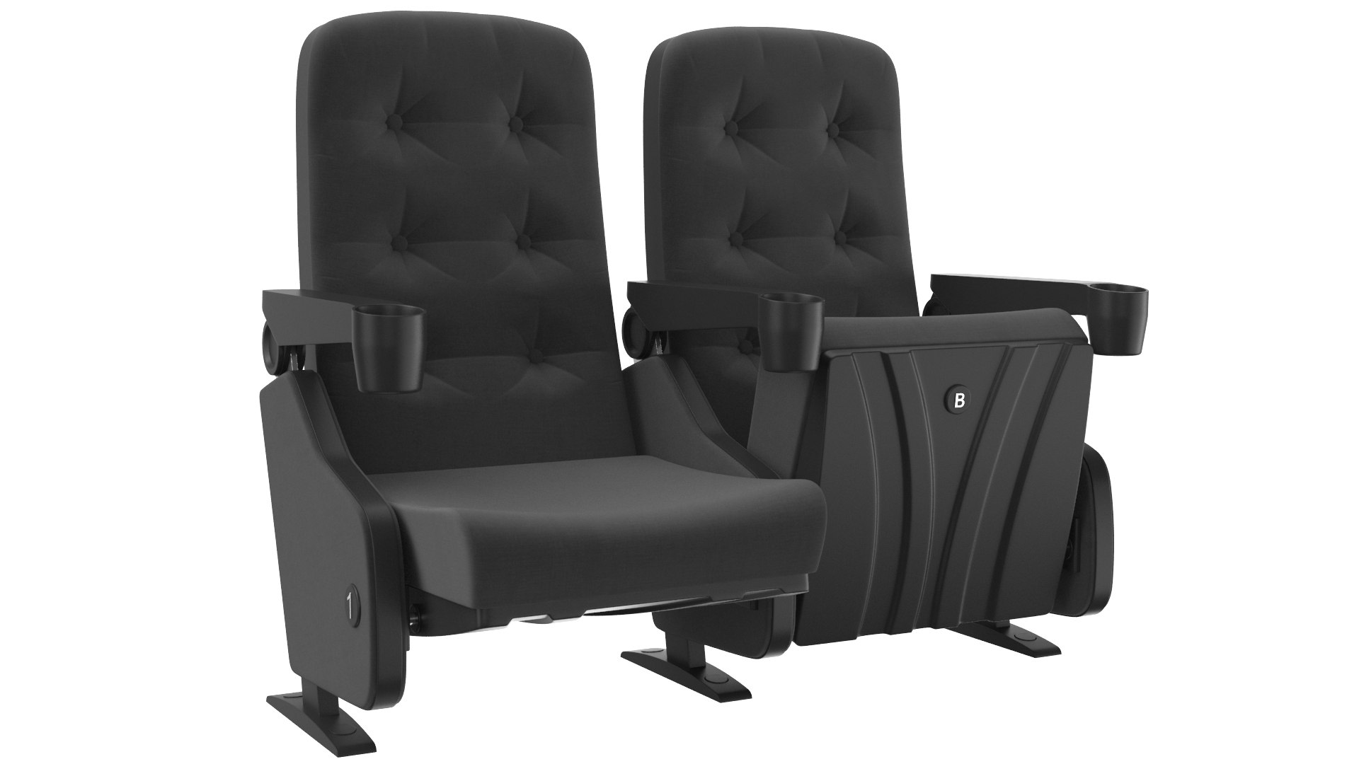 3D Detailed Theater Cinema Chair Black Model - TurboSquid 2065052