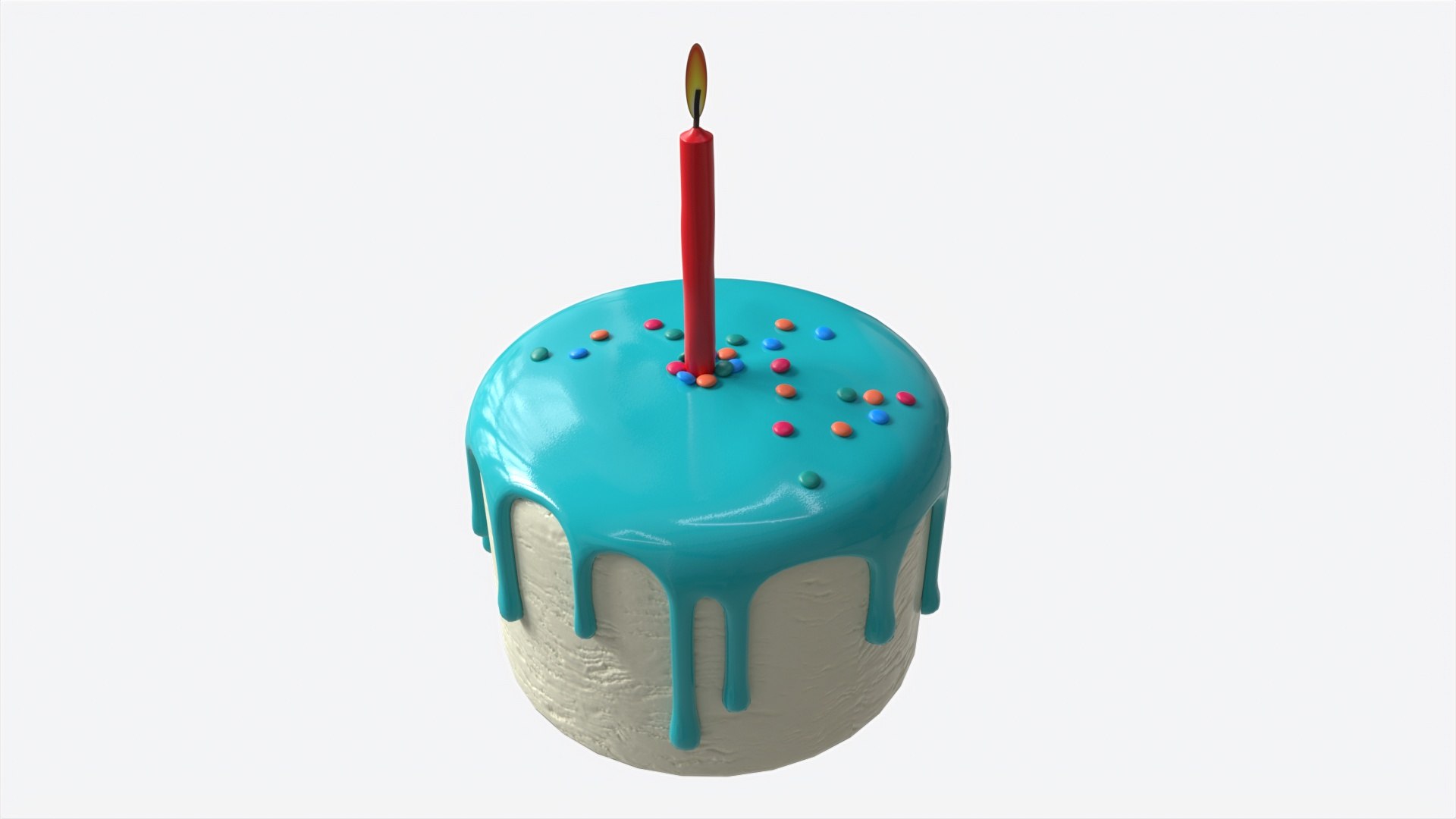 3D Birthday Cake With One Candle - TurboSquid 2054982