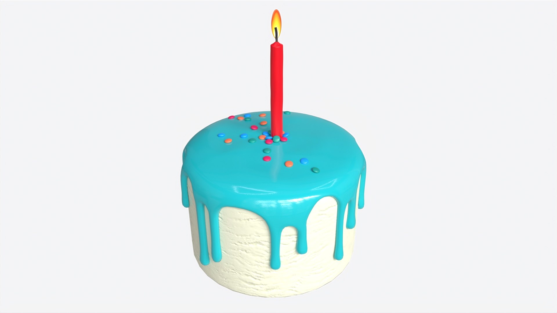 3D Birthday Cake With One Candle - TurboSquid 2054982