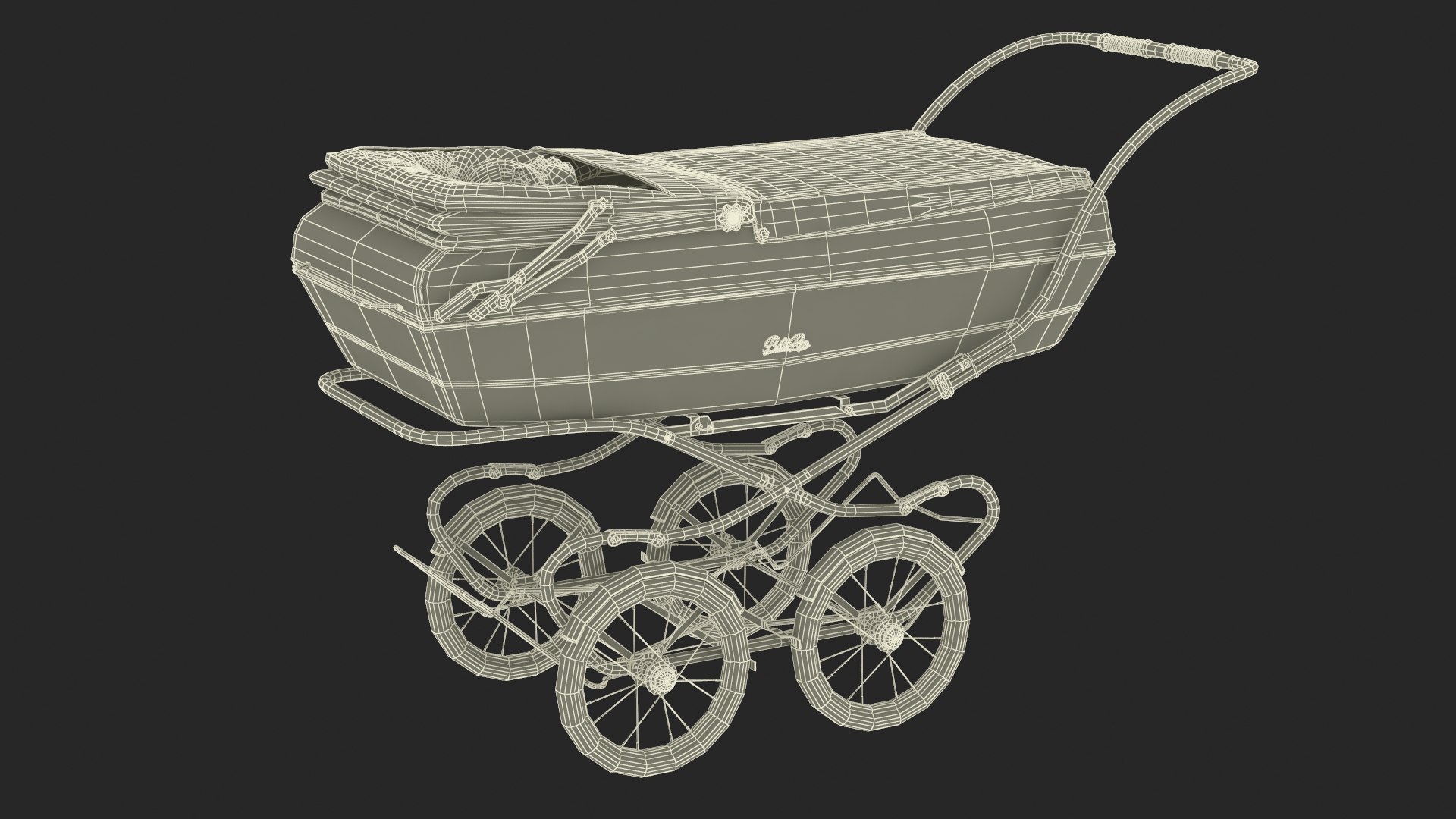 3D Bilt Rite Vintage Baby Stroller With Sleeping Child - TurboSquid 2337760