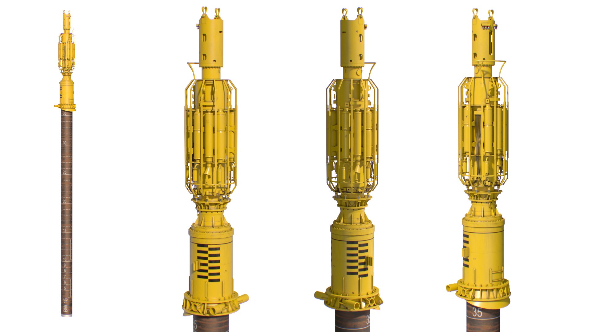 Marine Pile Driver And Subsea Pile 3D Model - TurboSquid 2330129