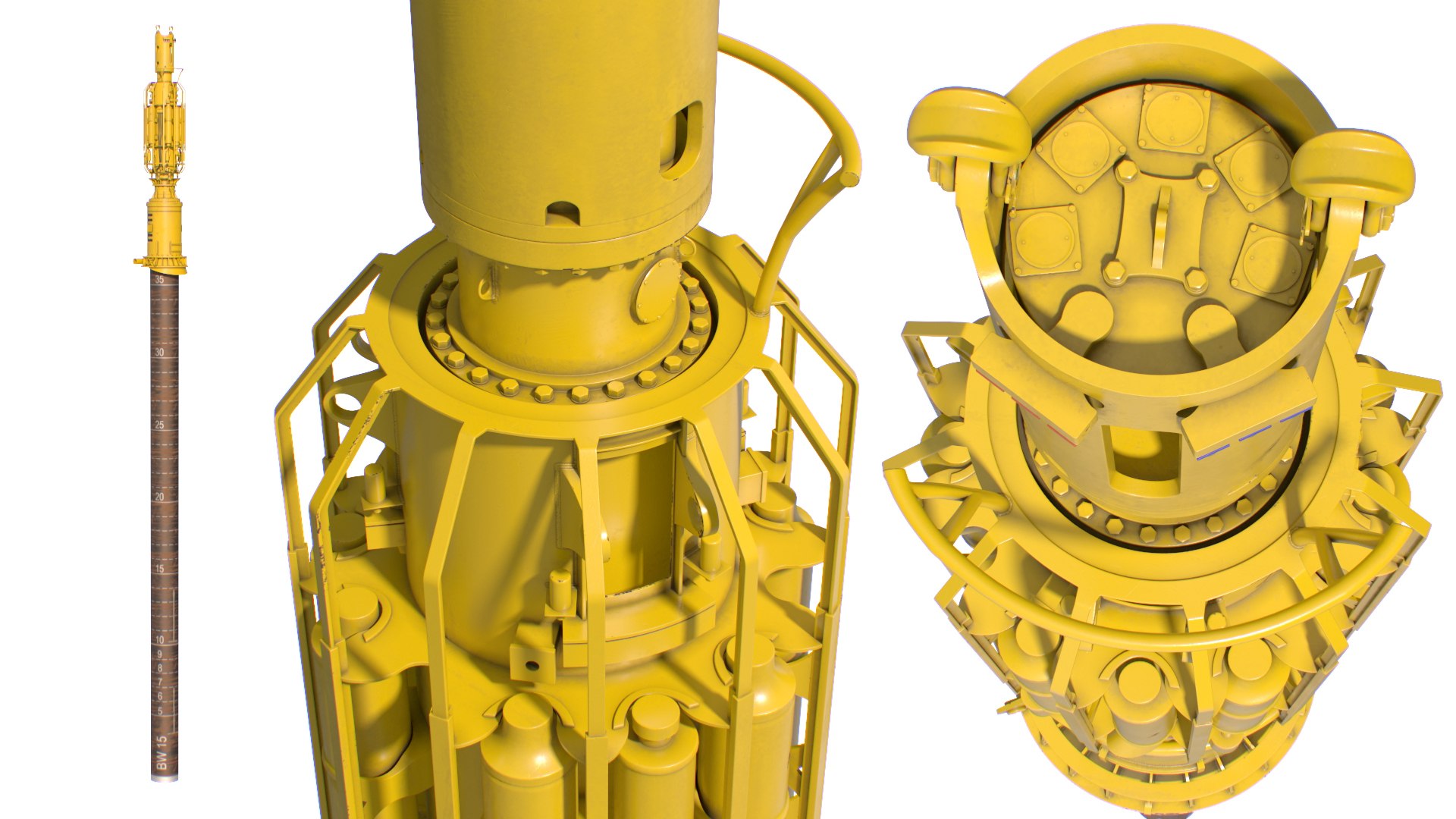 Marine Pile Driver And Subsea Pile 3D Model - TurboSquid 2330129