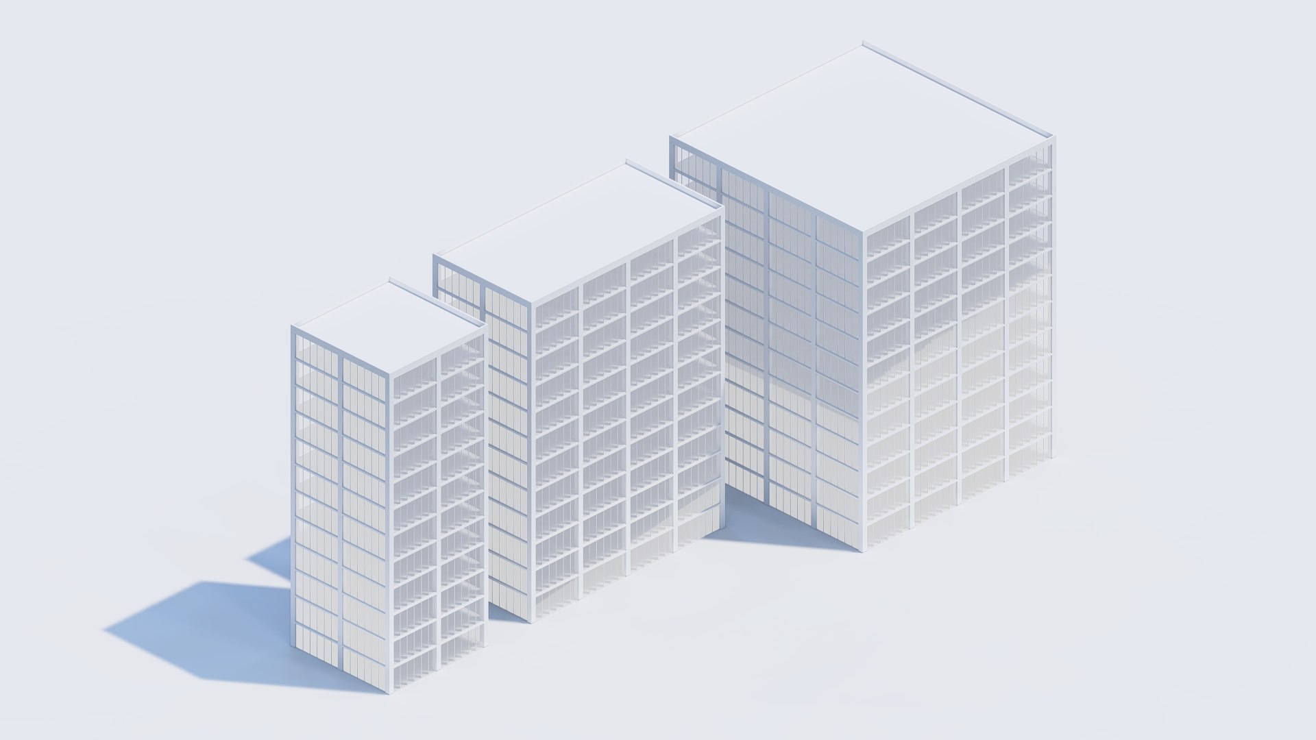 3D 3types Simple Building L Size Model - TurboSquid 1845044