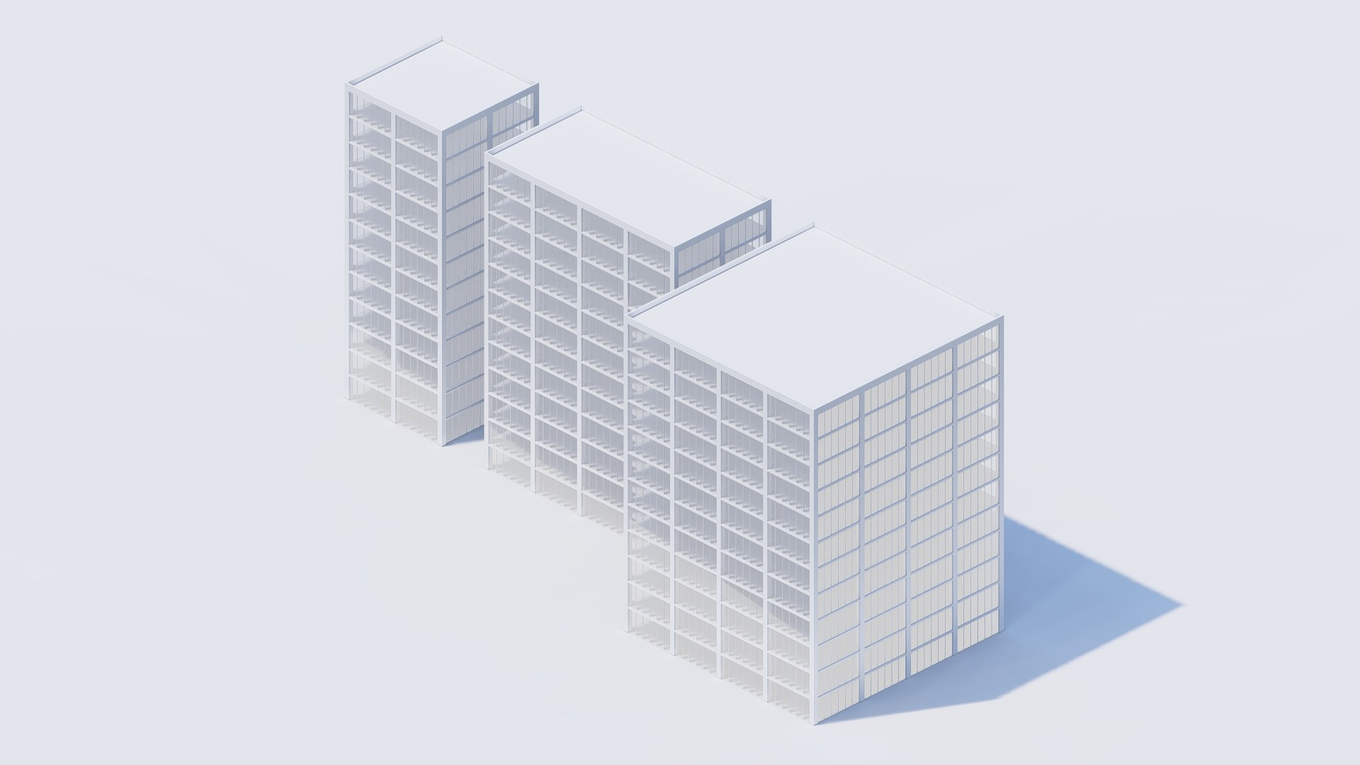 3D 3types Simple Building L Size Model - TurboSquid 1845044