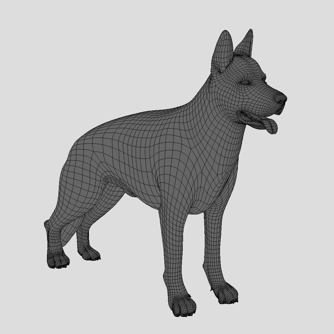 german shepherd fur animations 3d model