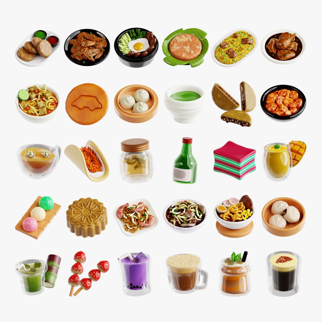 Asian Food 3D Collection Model - TurboSquid 2343278