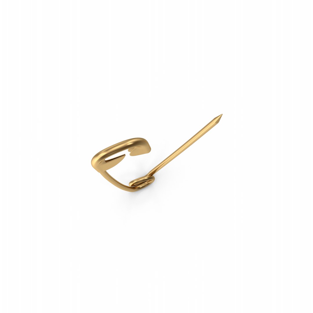 3D Gold Open Safety Pin Model - TurboSquid 2006395