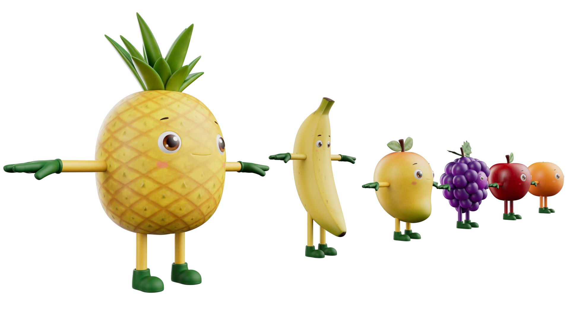 3D Fruits 3D Characters Pack Model - TurboSquid 2509628