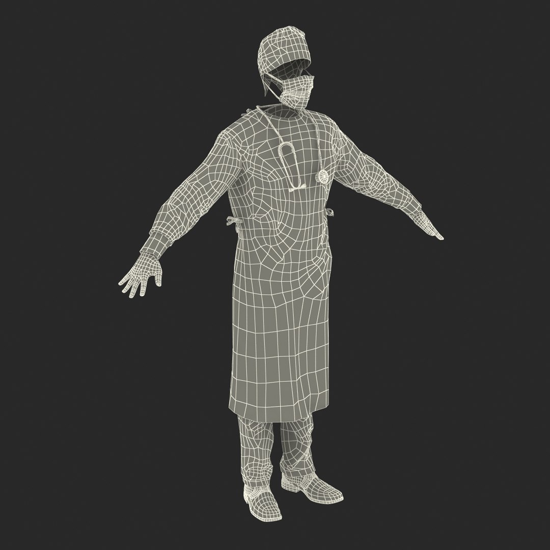 3d model surgeon dress blood 9