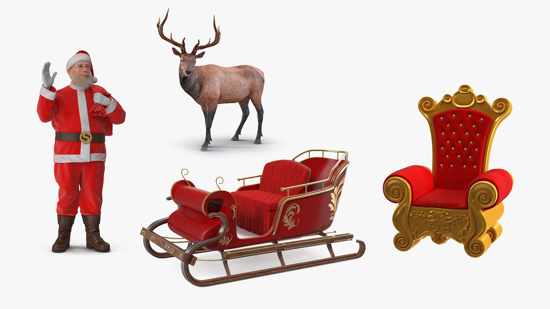 Santa Accessories Collection 3D model - TurboSquid 1842390