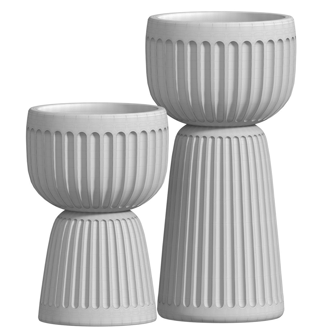 Decorative Floor Fluted Flower Vase Set Collection Art Deco 3D ...
