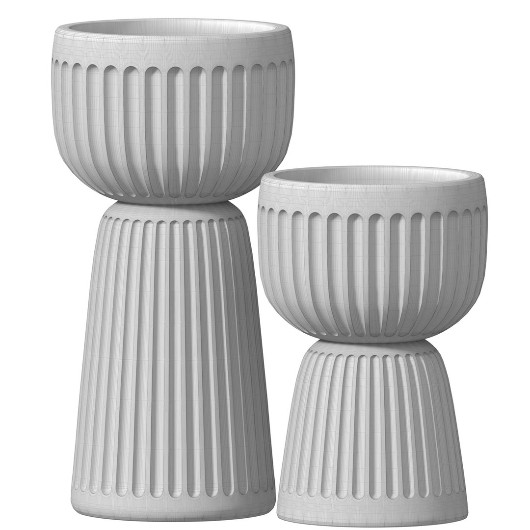 Decorative Floor Fluted Flower Vase Set Collection Art Deco 3D ...