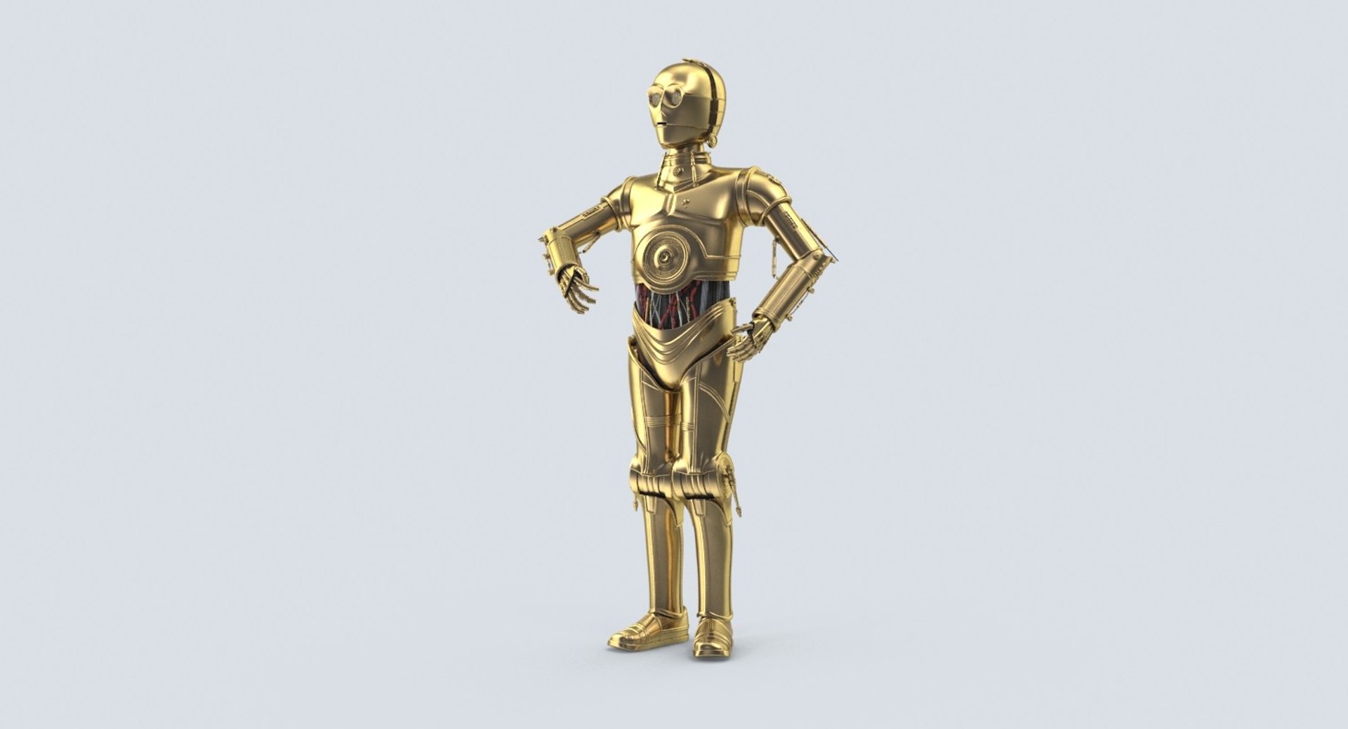 3d Posed C3po Pack Model