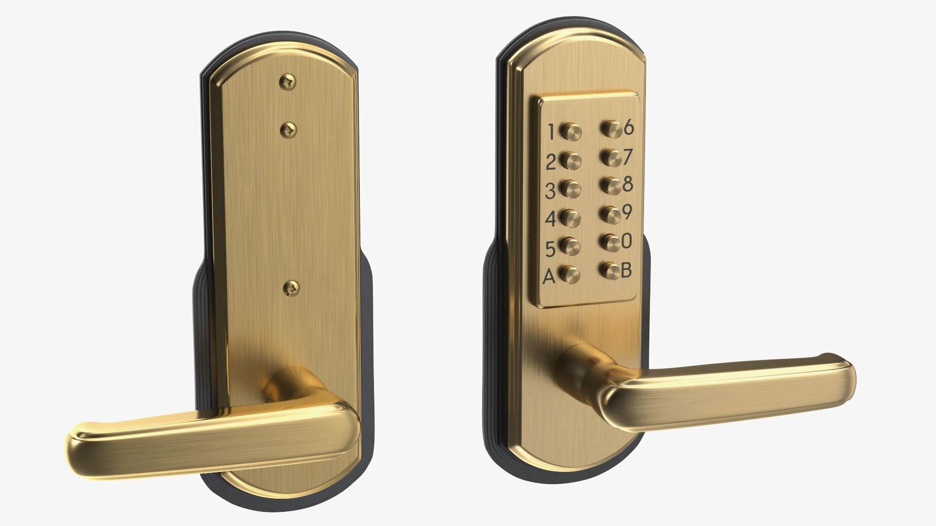 Push Button Door Lock Gold Model - TurboSquid 1889258