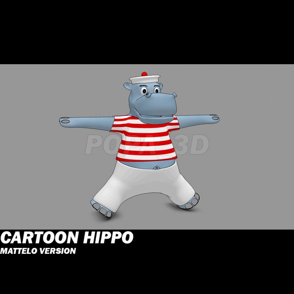 modelo 3d Cartoon Hippo -mattelo version- - TurboSquid 524367