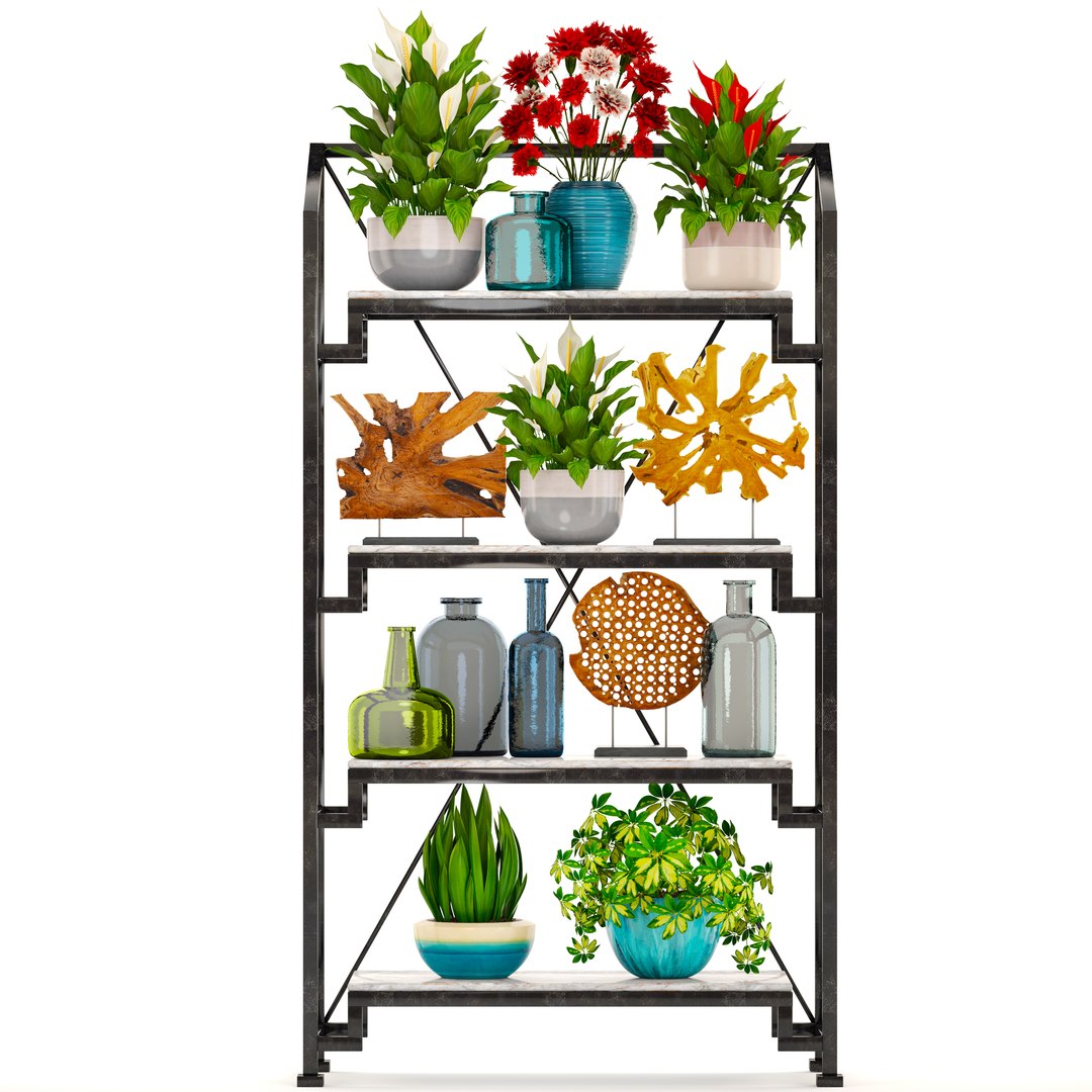 3D Rack Decor Figurines Plants - TurboSquid 1278426