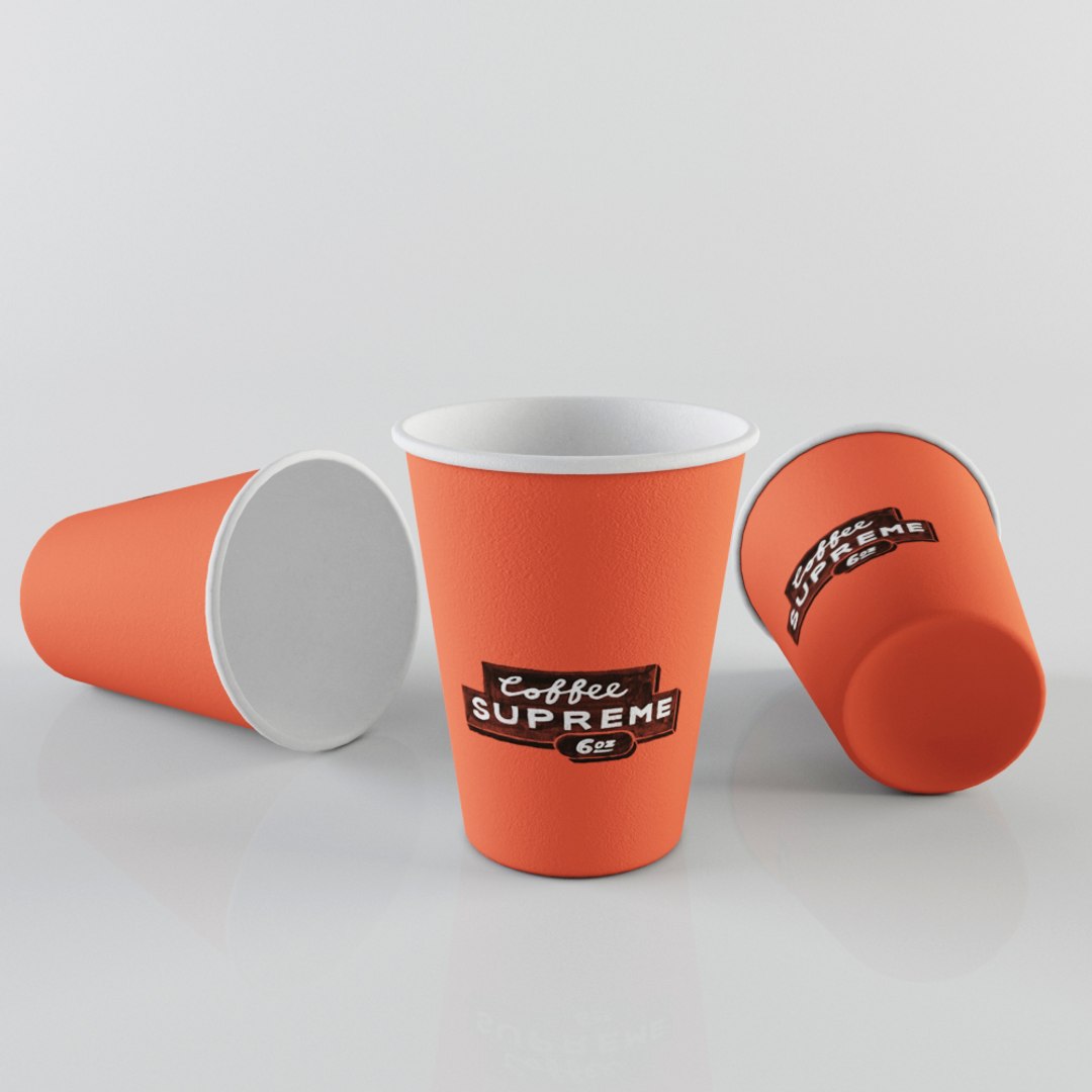 Paper Cups Set 3d Model