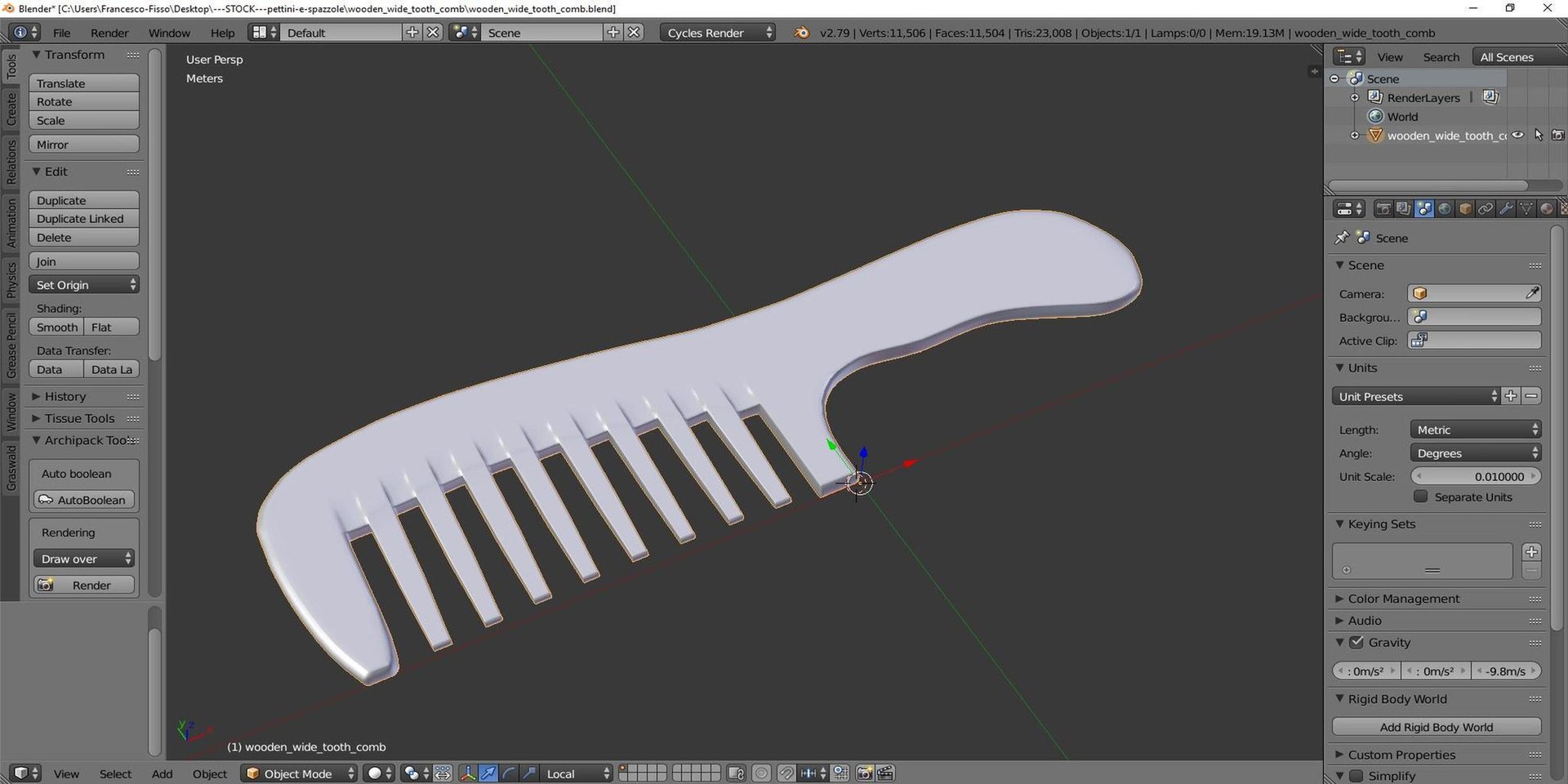 Wooden Wide Tooth Comb 3D Model - TurboSquid 1404132