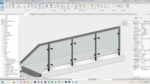 modelo 3d Modern Railing Revit Family - TurboSquid 2007990