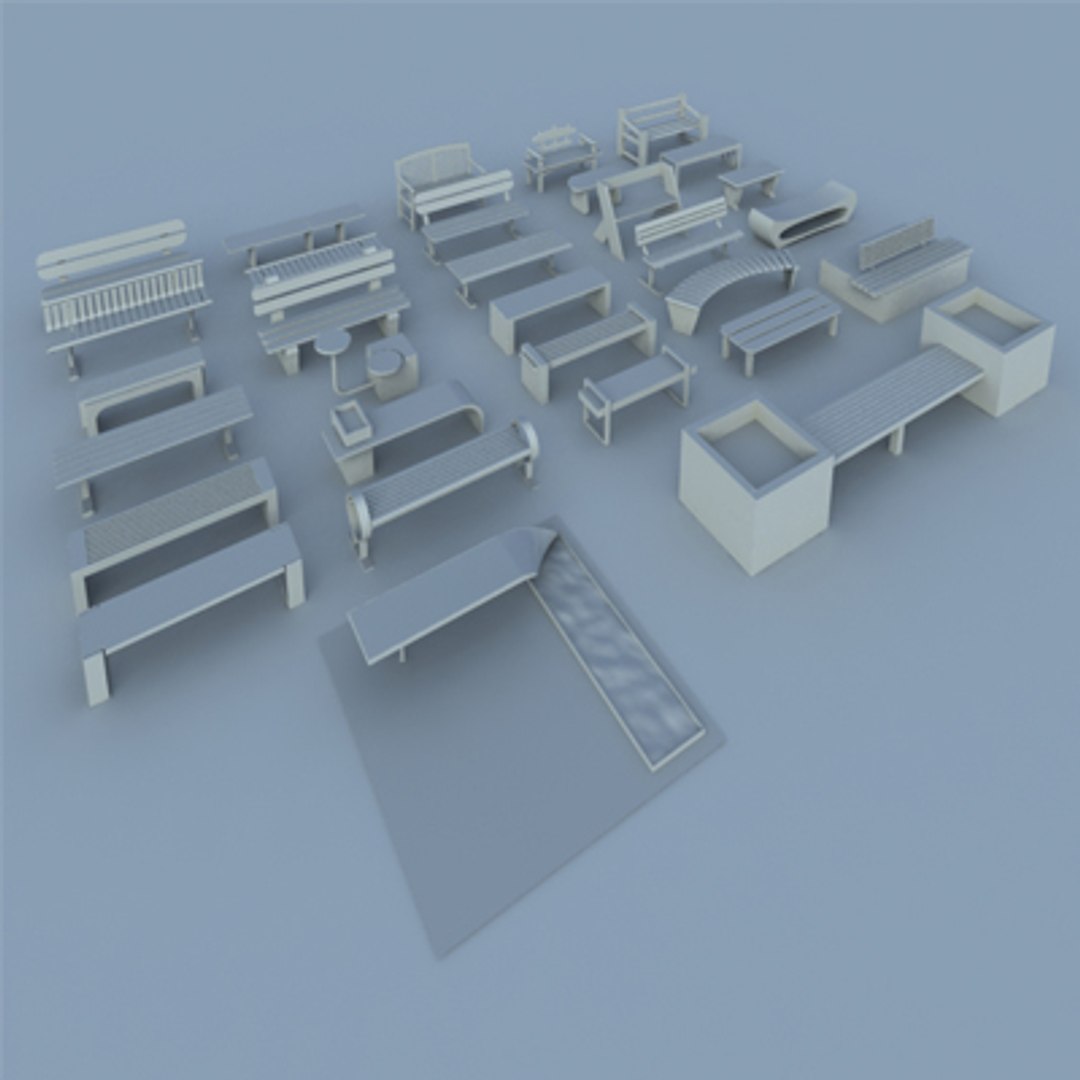 3d model of pack benches