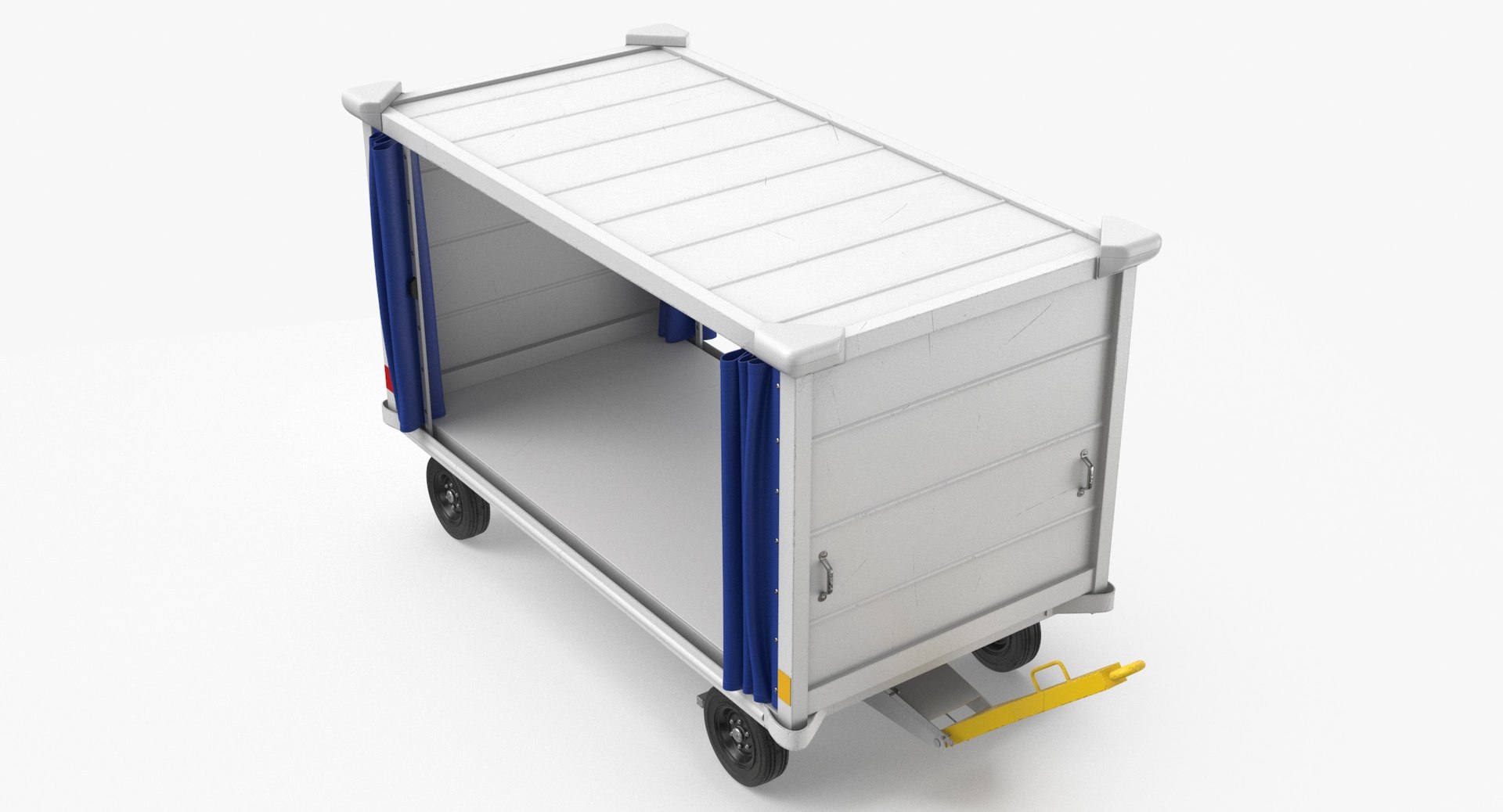 3D Airport Baggage Cart Open and Closed Curtain Arm Up and Down model ...