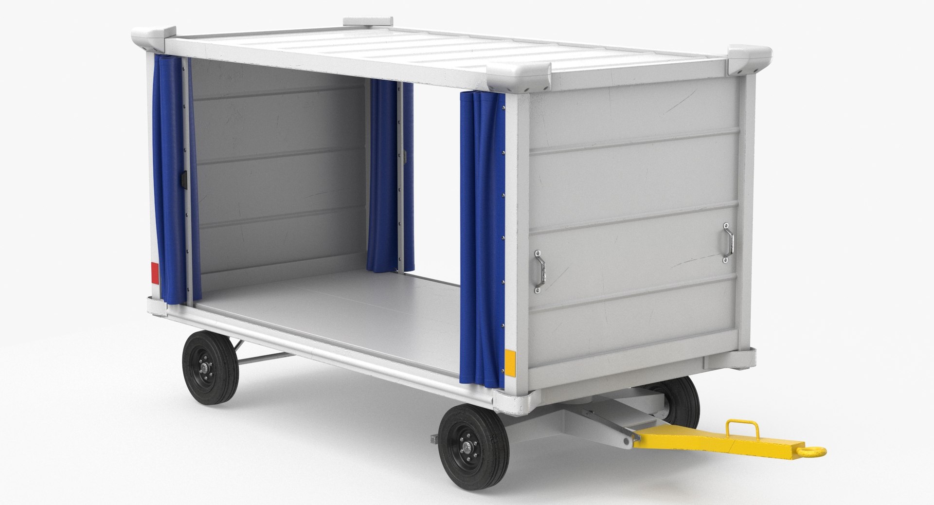 3D Airport Baggage Cart Open And Closed Curtain Arm Up And Down Model ...