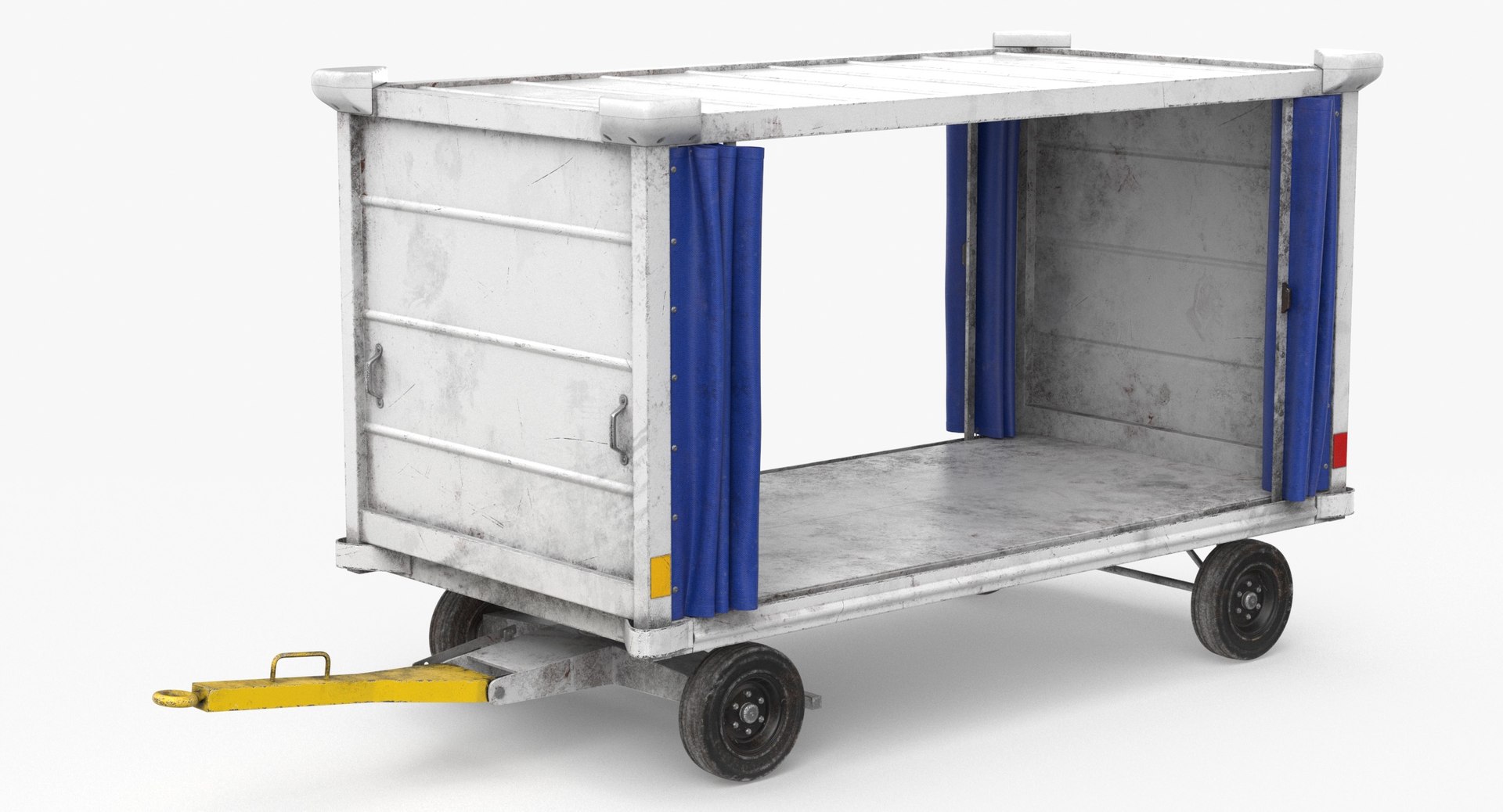 3D Airport Baggage Cart Open And Closed Curtain Arm Up And Down Model ...