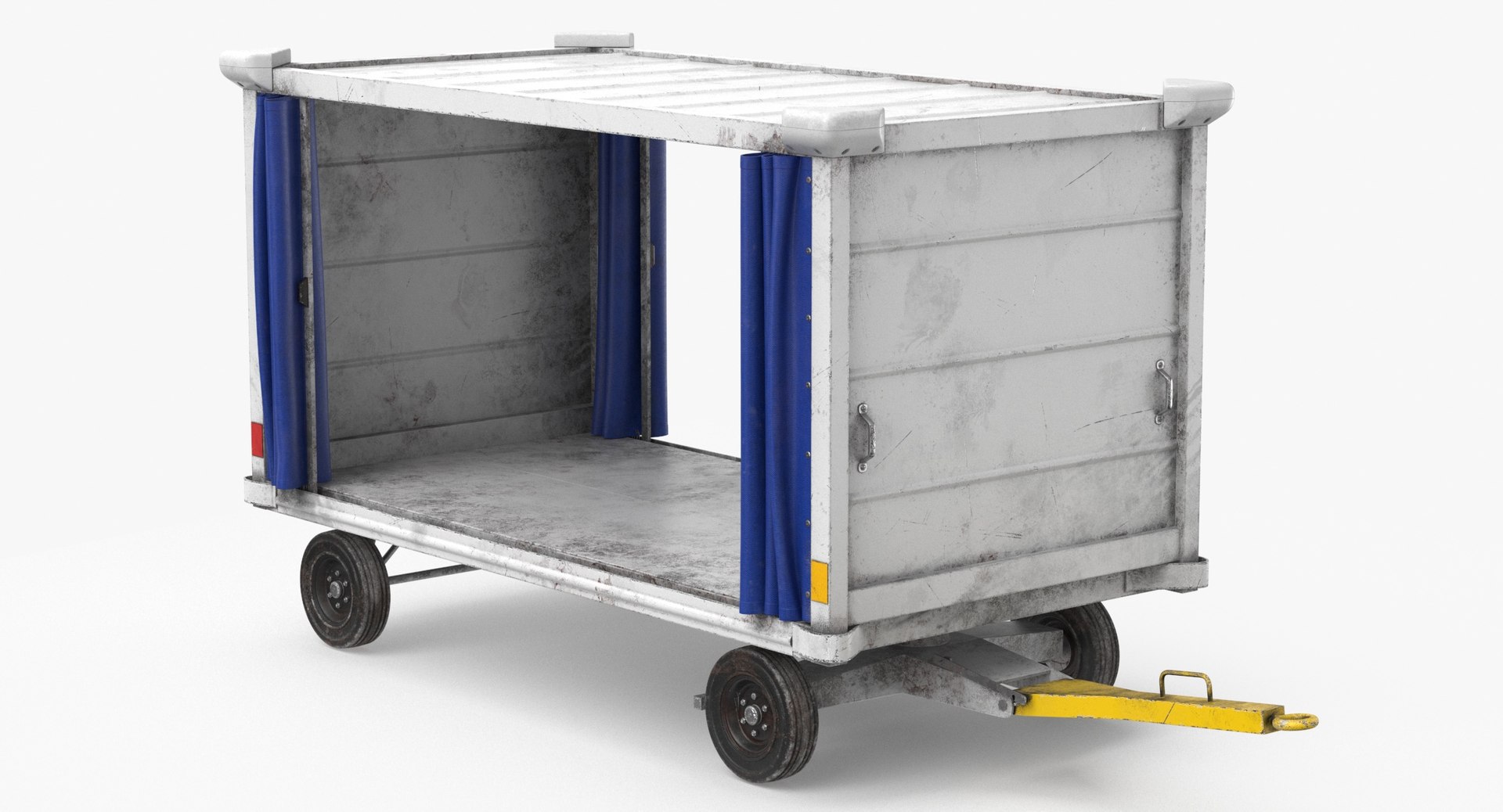 3D Airport Baggage Cart Open And Closed Curtain Arm Up And Down Model ...