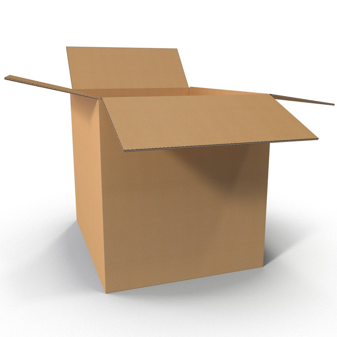 3d Model Open Cardboard Box