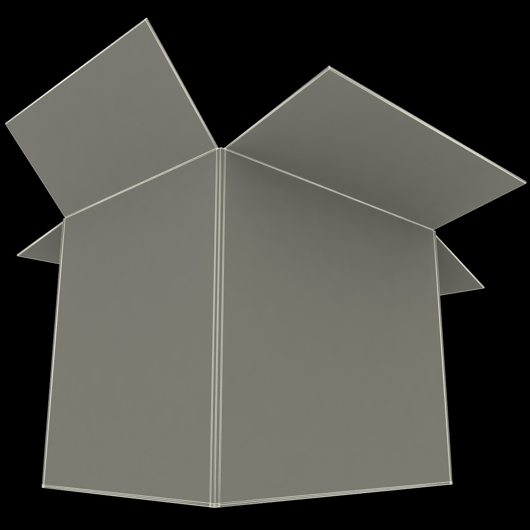 3d model open cardboard box