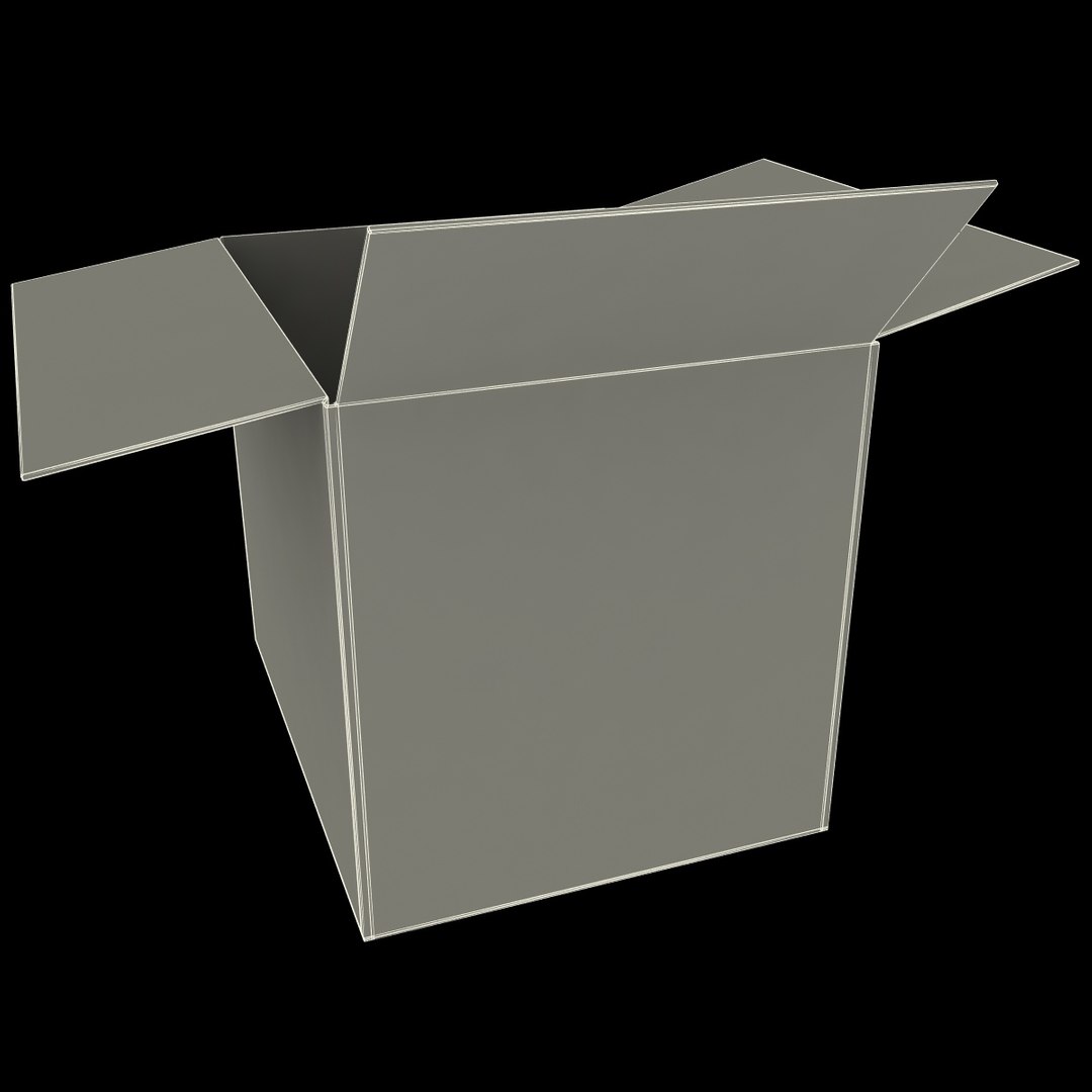 3d Model Open Cardboard Box