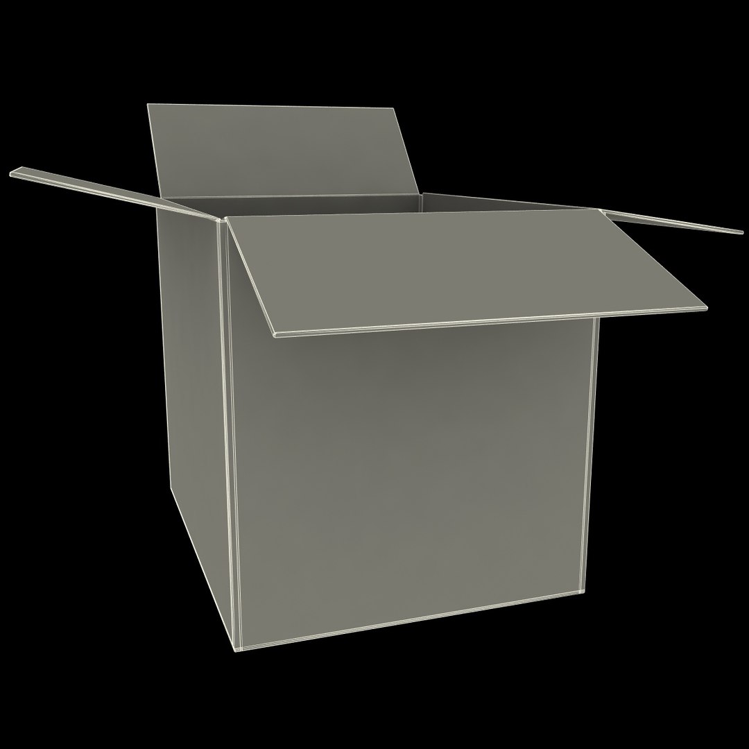 3d Model Open Cardboard Box