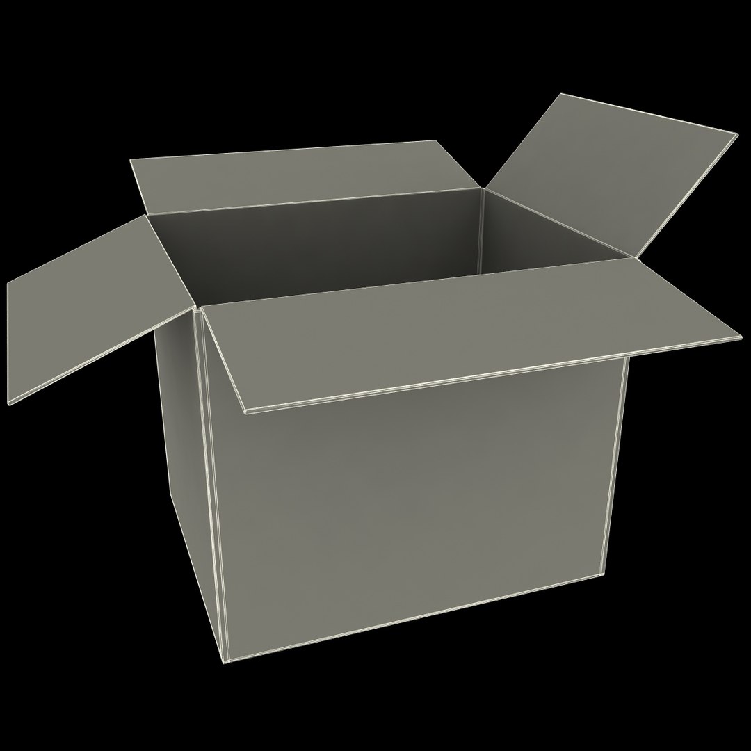 3d Model Open Cardboard Box
